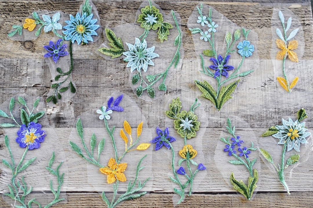 Boho Flower Applique Snippets, Fussy Cut Flower Appliques, Scrapbooking ...