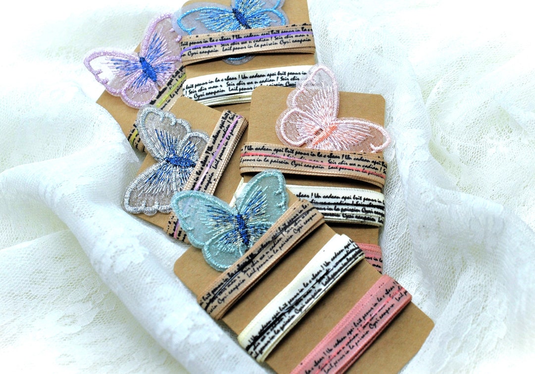 Dainty Narrow Script Handwriting Stamped Satin Ribbon Trim (3 Yards 3 ...