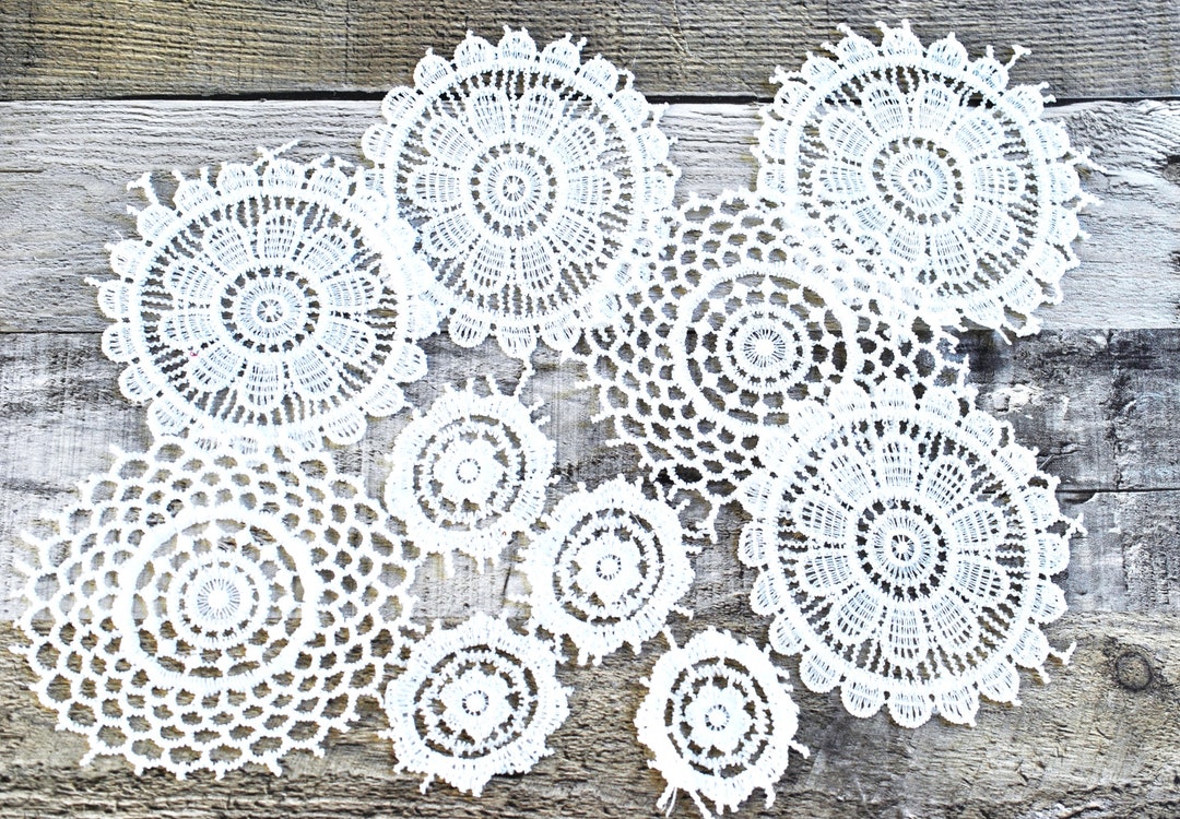 Mini Round Lace Doilies (5 or 10), 4" & 2" Floral Design Miniature ...