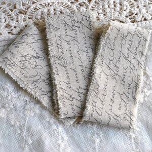 Hand Torn Cotton Fabric Strips 2", Handwriting Cursive Script, Journal ...