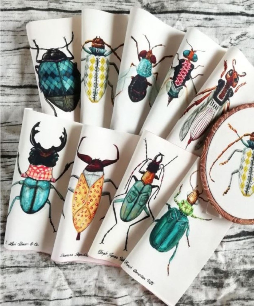 Block Printed Bug Panel: Fantasy Art Fabric - DIY Craft - Etsy