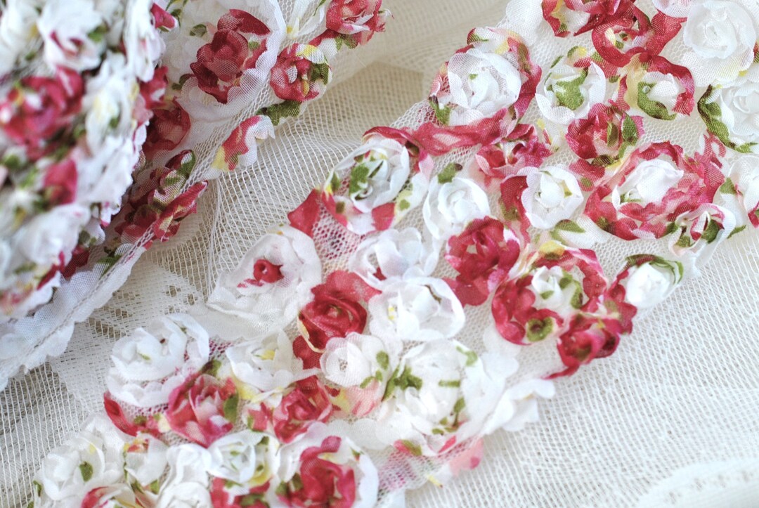 Small 3D Rose Tulle Chiffon Multicolor Organza Rose Floret Flower 4 ...