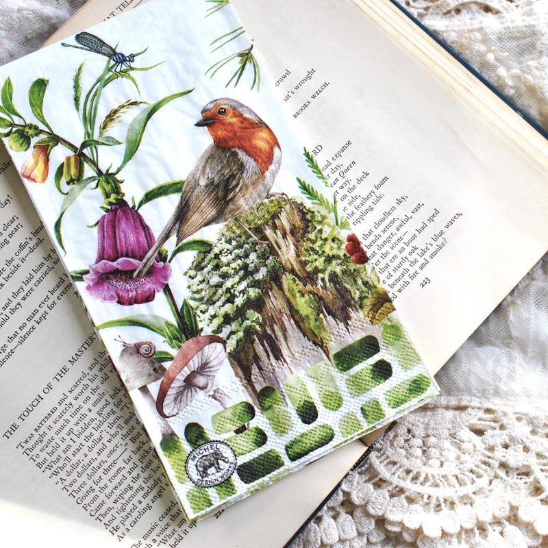 Embroidered Robin Napkins - Etsy