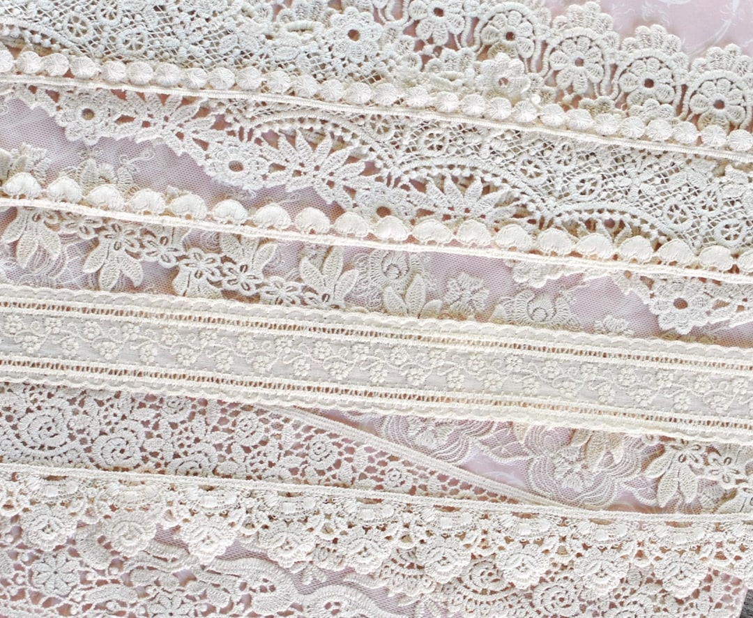 Bundle Assortment of Lovely Textured Cream Lace Trims 10 Pcs ...