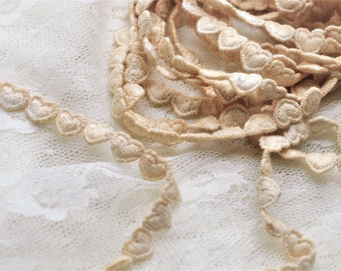 Teeny Tiny Grunge Coffee Dyed Baby Hearts Trim Lace, Vintage Inspired ...