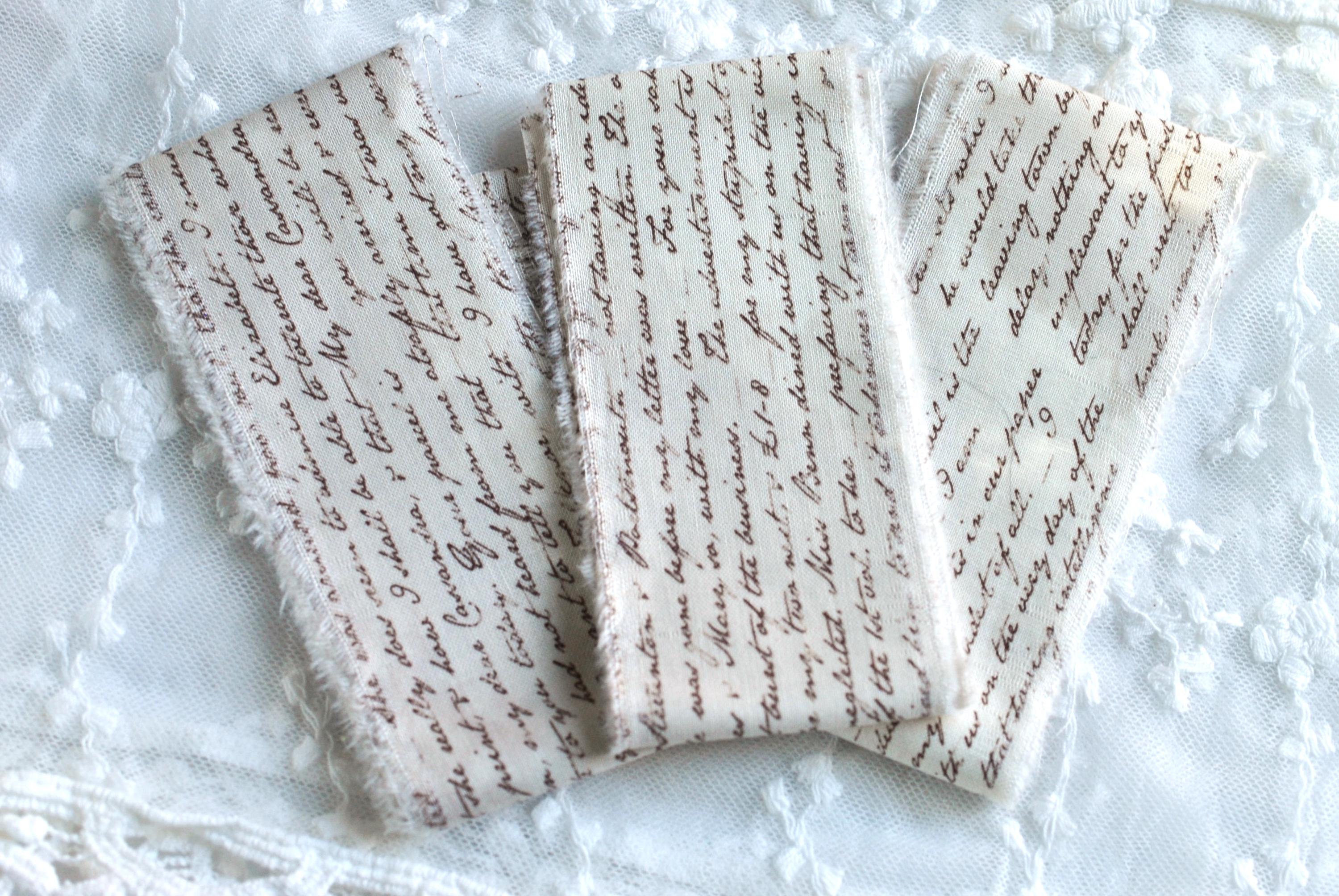 Hand Torn Cotton Fabric Strips 2", Handwriting Cursive Script, Journal ...