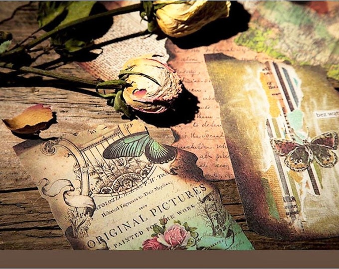 Vintage Inspired Burnt Edges Scrapbooking Mixed Media Collage Ephemera ...