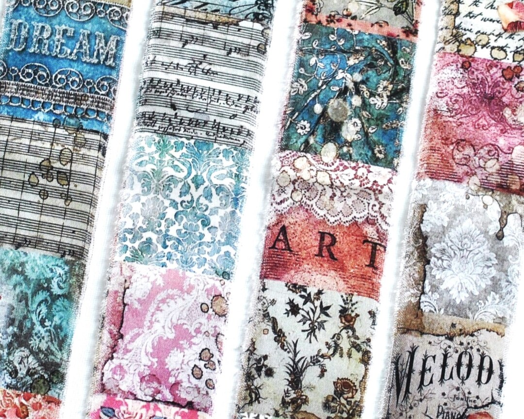 Handmade Hand Torn Cotton Fabric Strips, Collage Fabric Ephemera ...