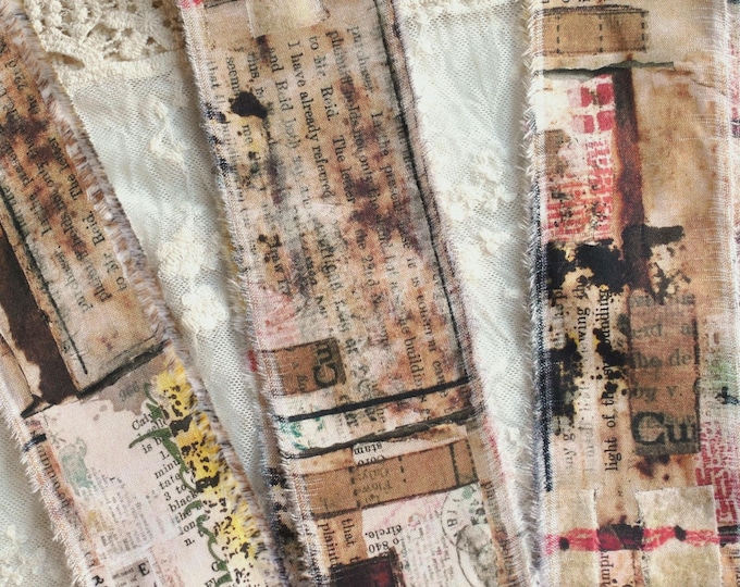 Handmade Hand Torn Cotton Fabric Strips, Collage Fabric Ephemera, Journal, Scrapbooking ...
