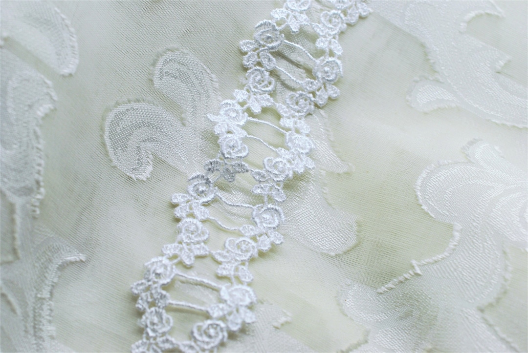 White Vertical 1" Floral Ladder Lace Trim, Scrapbooking Junk Journal ...