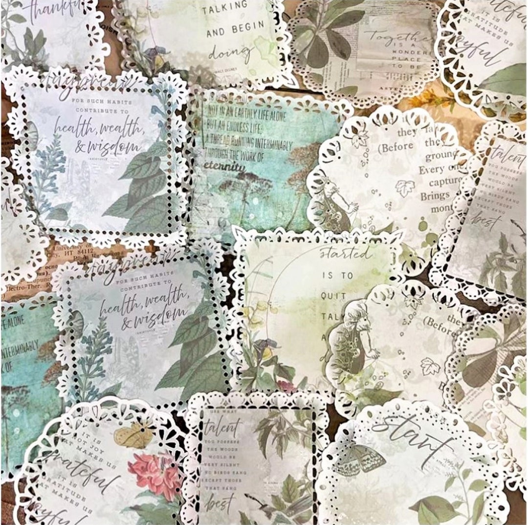 Mini Paper Doilies (10), Leaves Floral Nature Printed Miniature Doily ...