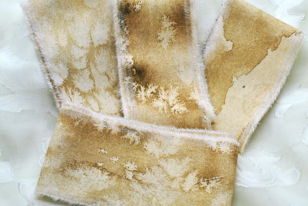 Handmade Hand Torn Cotton Fabric Strips, Rustic Grunge Water Spots ...