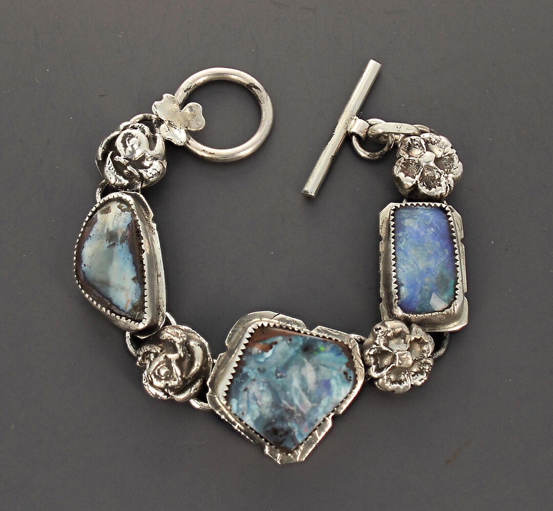 Three Opals With Silver Flowers - Etsy