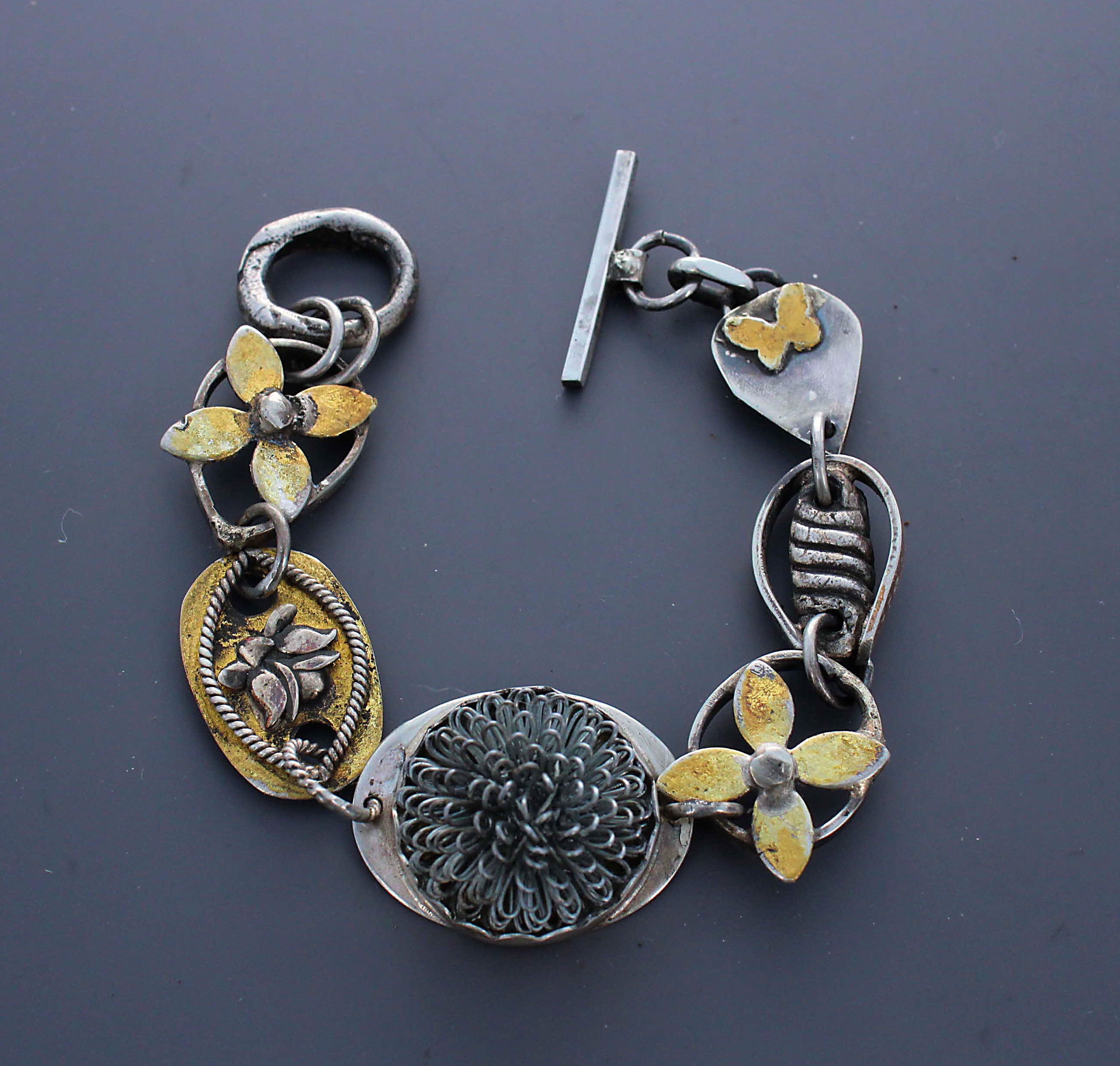 Keum Boo Thistle Bracelet - Etsy