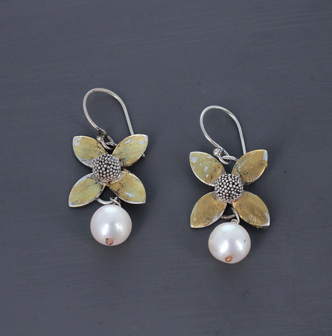 Golden Cornflower and Pearls - Etsy