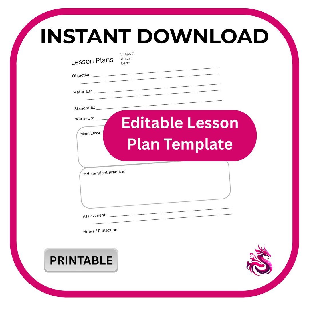 Editable Lesson Plan Template | Printable PDF | Canva Lesson Planner ...