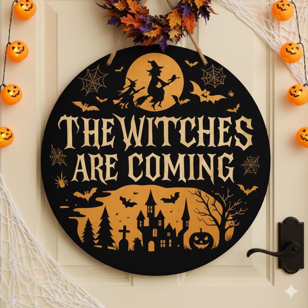 Halloween Witch Door Sign, Spooky Haunted House Wall Decor for Porch ...