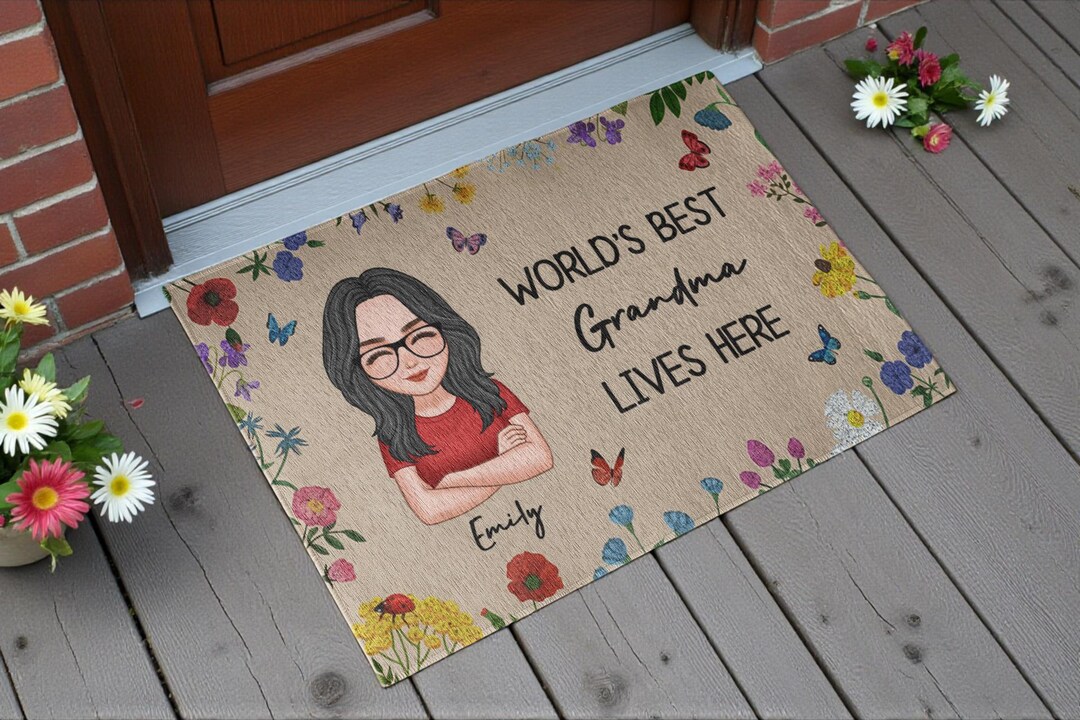 World’s Best Grandma Doormat, Personalized Grandma Gift, Custom Name ...
