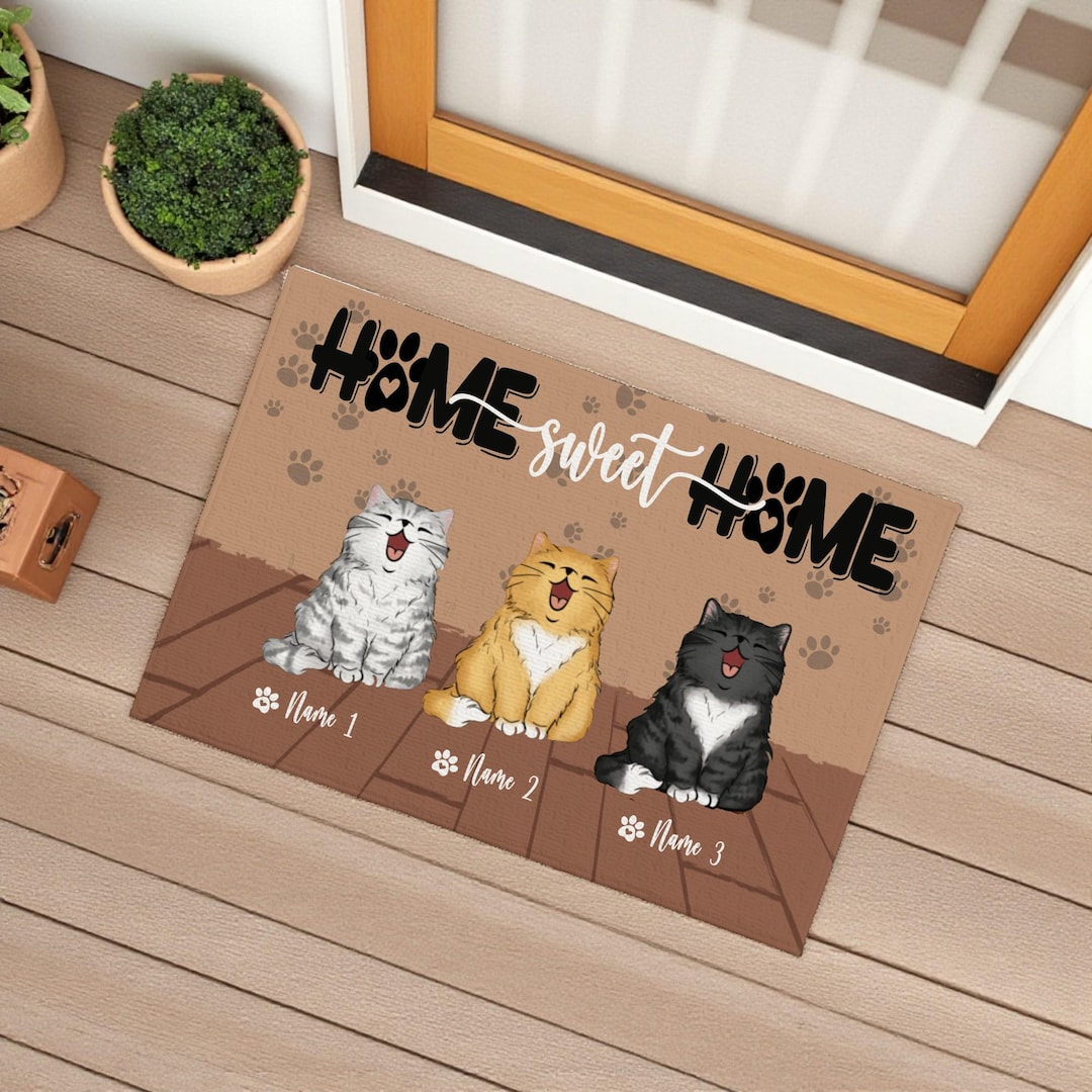 Personalized Cat Doormat: Custom 'home Sweet Home' Pet Welcome Mat - Etsy