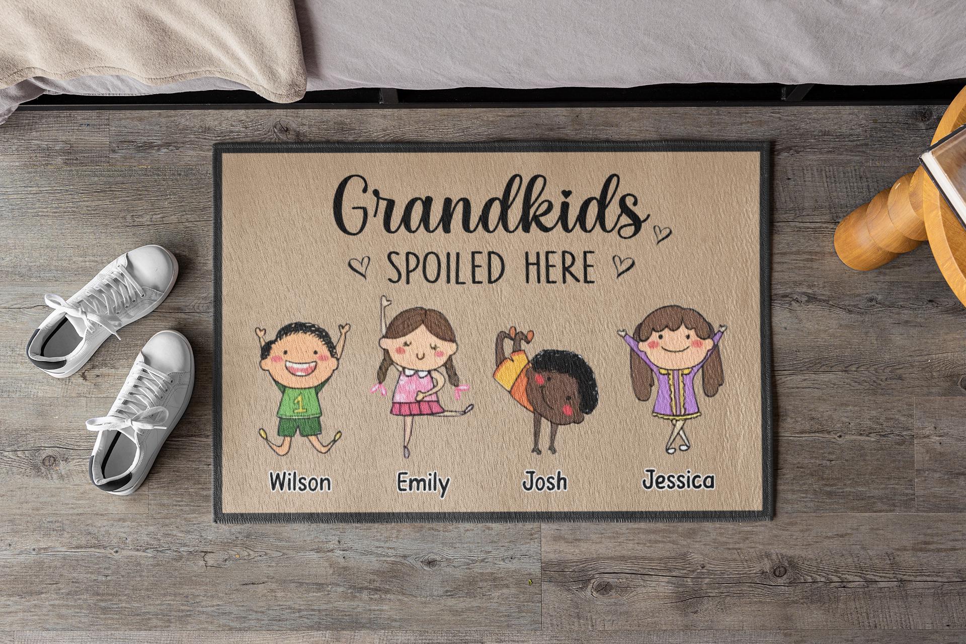 Grandkids Spoiled Here - Personalized Custom Doormat, Custom Family ...