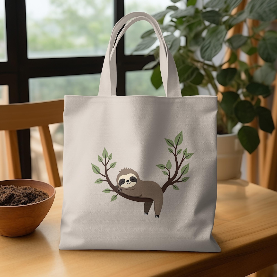 Cute Sloth Tote Bag: Cartoon Animal Heavy Canvas Shopping Bag for ...