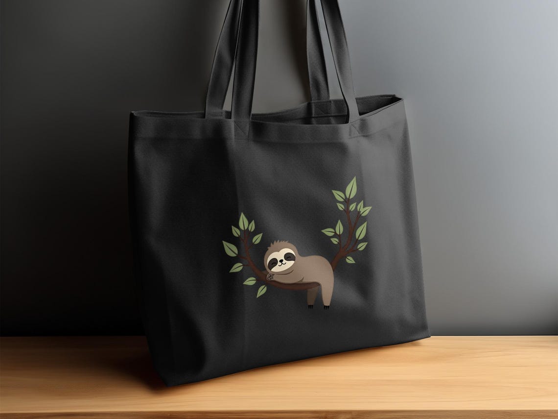 Cute Sloth Tote Bag: Cartoon Animal Heavy Canvas Shopping Bag for ...