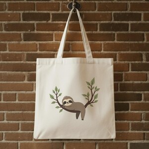 Cute Sloth Tote Bag: Cartoon Animal Heavy Canvas Shopping Bag for ...