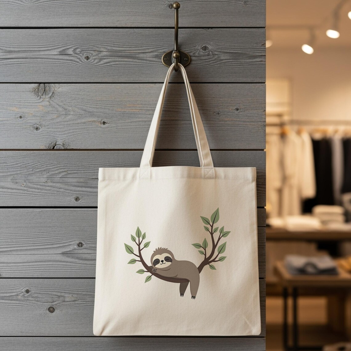 Cute Sloth Tote Bag: Cartoon Animal Heavy Canvas Shopping Bag for ...