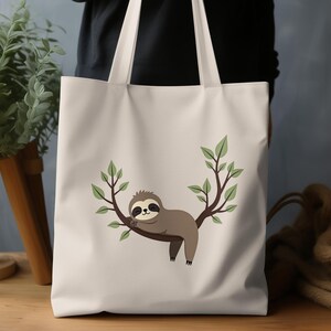 Cute Sloth Tote Bag: Cartoon Animal Heavy Canvas Shopping Bag for ...