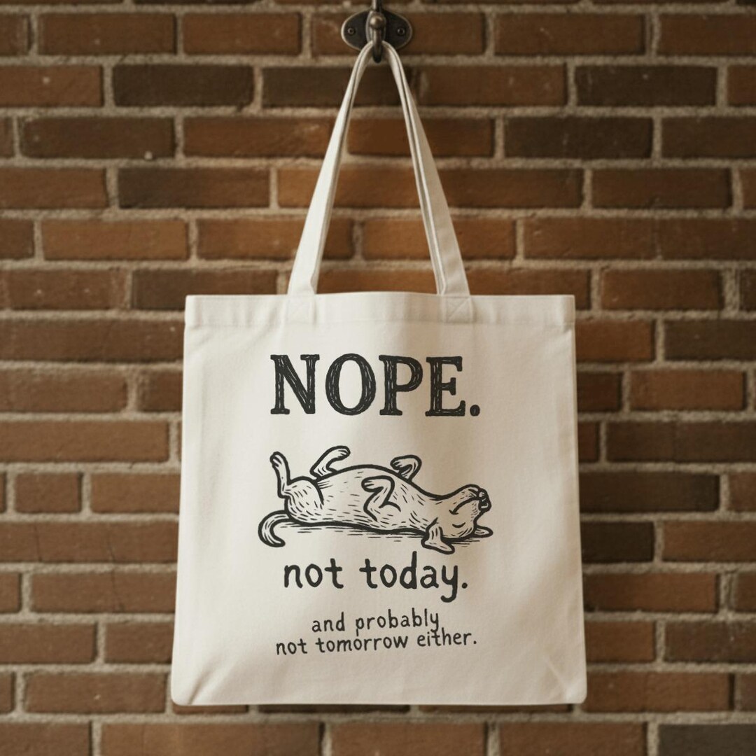 Introvert Tote Bag: Nope Not Today Dog Design - Heavy Cotton Canvas - Etsy
