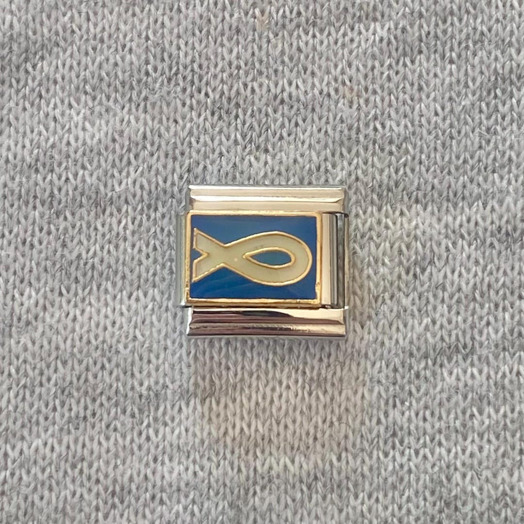 Fish Italian Charm Uk: 9mm Silver Stainless Steel Enamel Ichthys ...