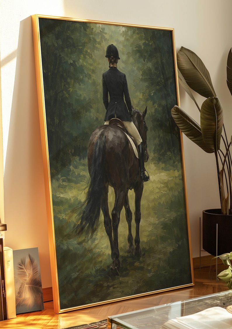 Equestrian Rider Poster, Vintage Horse Oil Painting Print, English ...