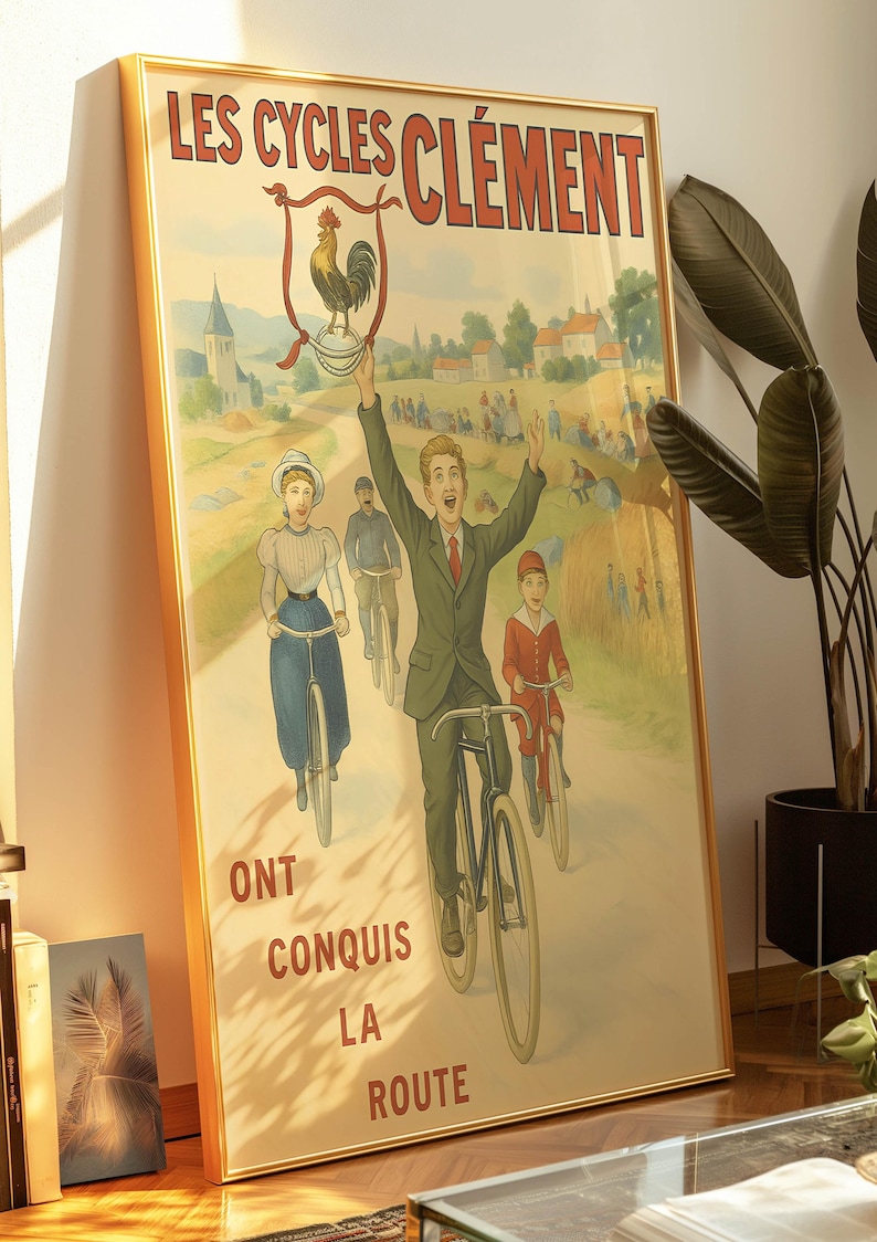 Vintage French Bicycle Poster - Les Cycles Clément Wall Art - Retro ...
