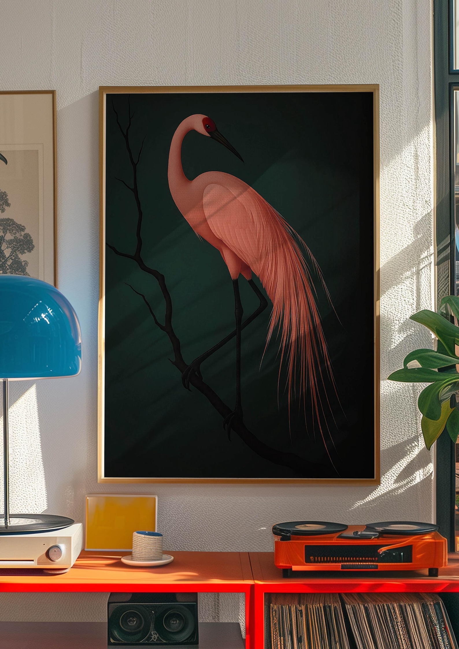 Pink Japanese Crane Art - Vintage Crane Poster - Antique Japanese Wall ...