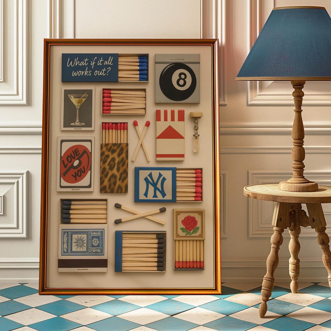 Retro Matchbox Wall Art | Pop Art Match Stick Print | Vintage Matchbook ...