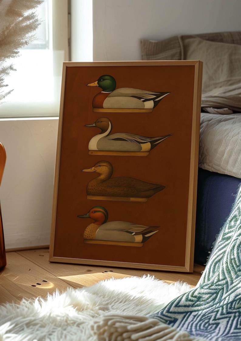 Vintage Duck Decoy Poster – Retro Waterfowl Wall Art for Cabin, Office ...