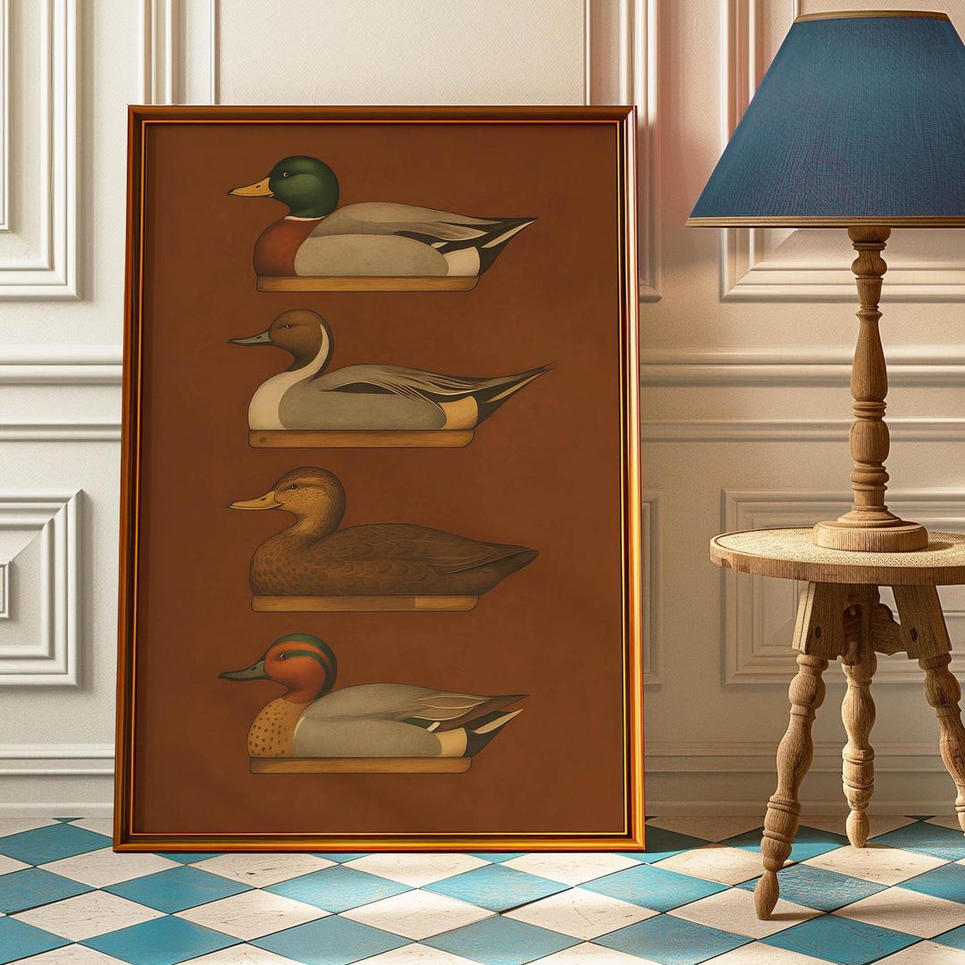Vintage Duck Decoy Poster – Retro Waterfowl Wall Art for Cabin, Office ...