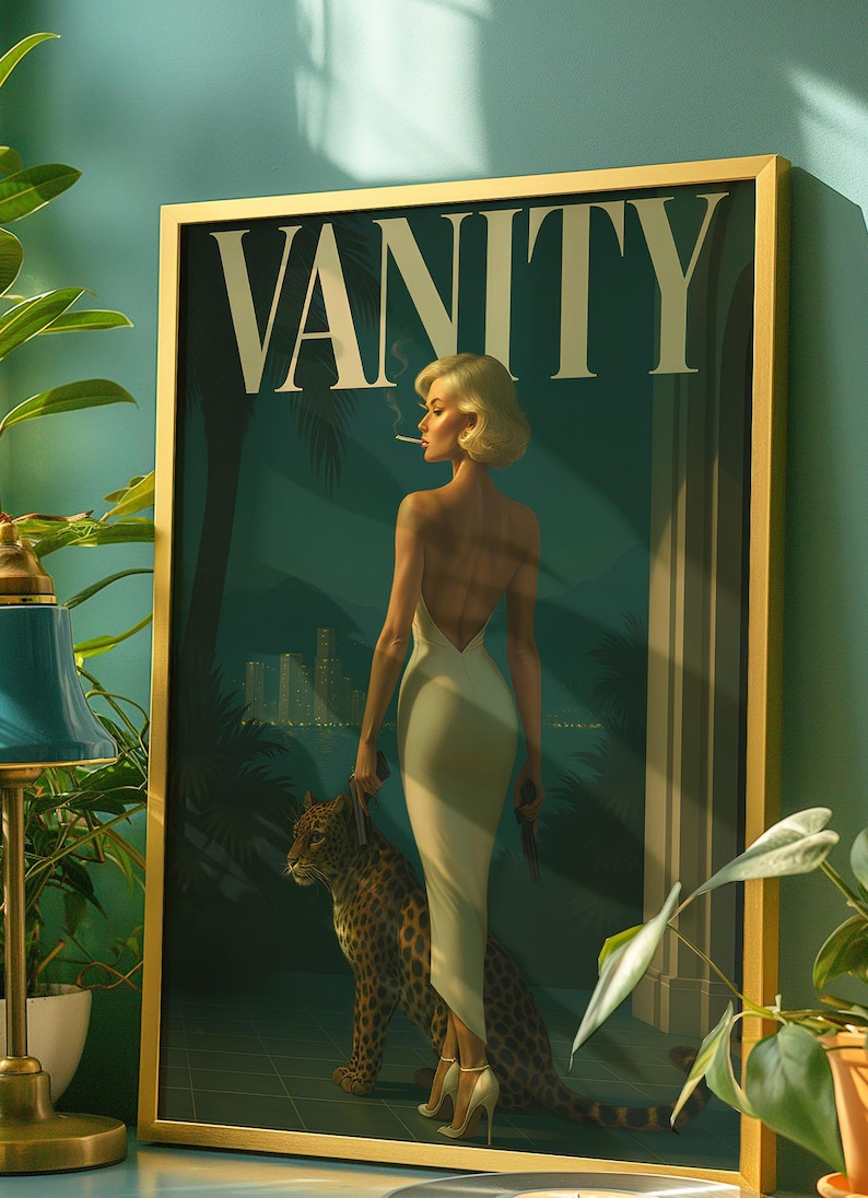 Vintage Woman With a Gun Poster, Retro Woman Smoking a Cigarette Wall ...