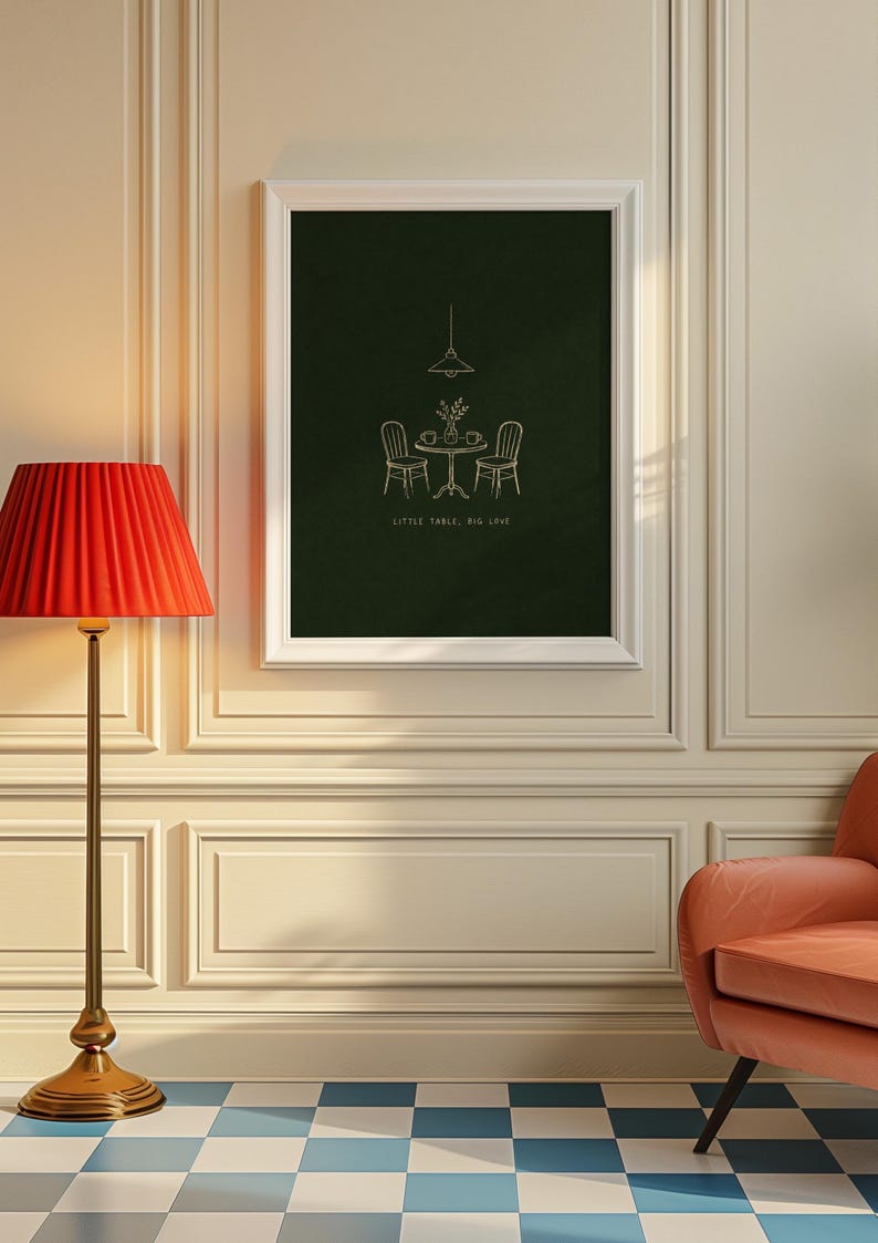 Little Table Big Love Poster, Minimal Green Dining Wall Art Print - Etsy UK