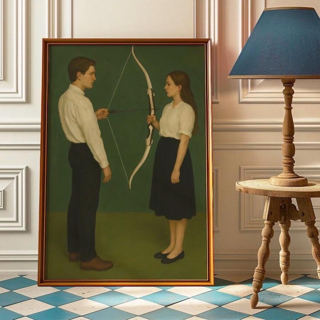 Love Symbolism Poster – Romantic Couple Art Print, Figurative Surreal ...