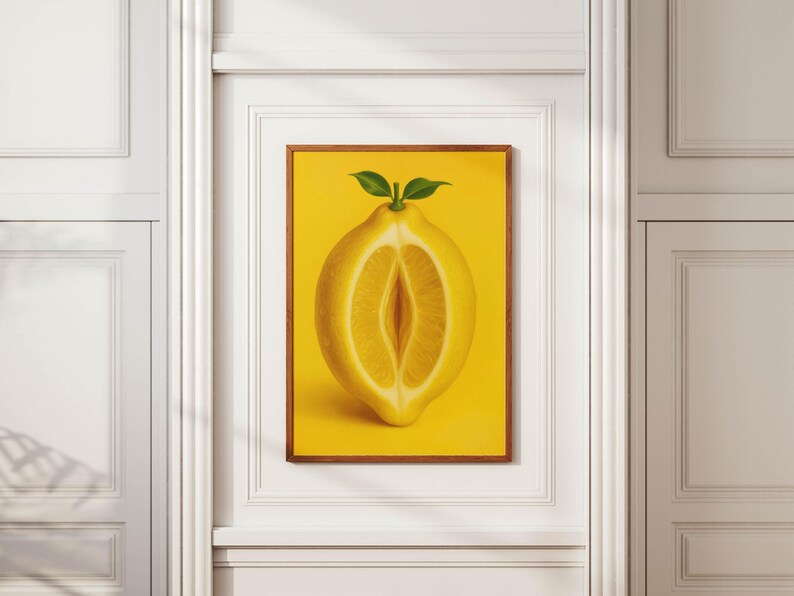 Sliced Lemon Feminine Fruit Poster - Sliced Lemon Vintage Wall Art ...