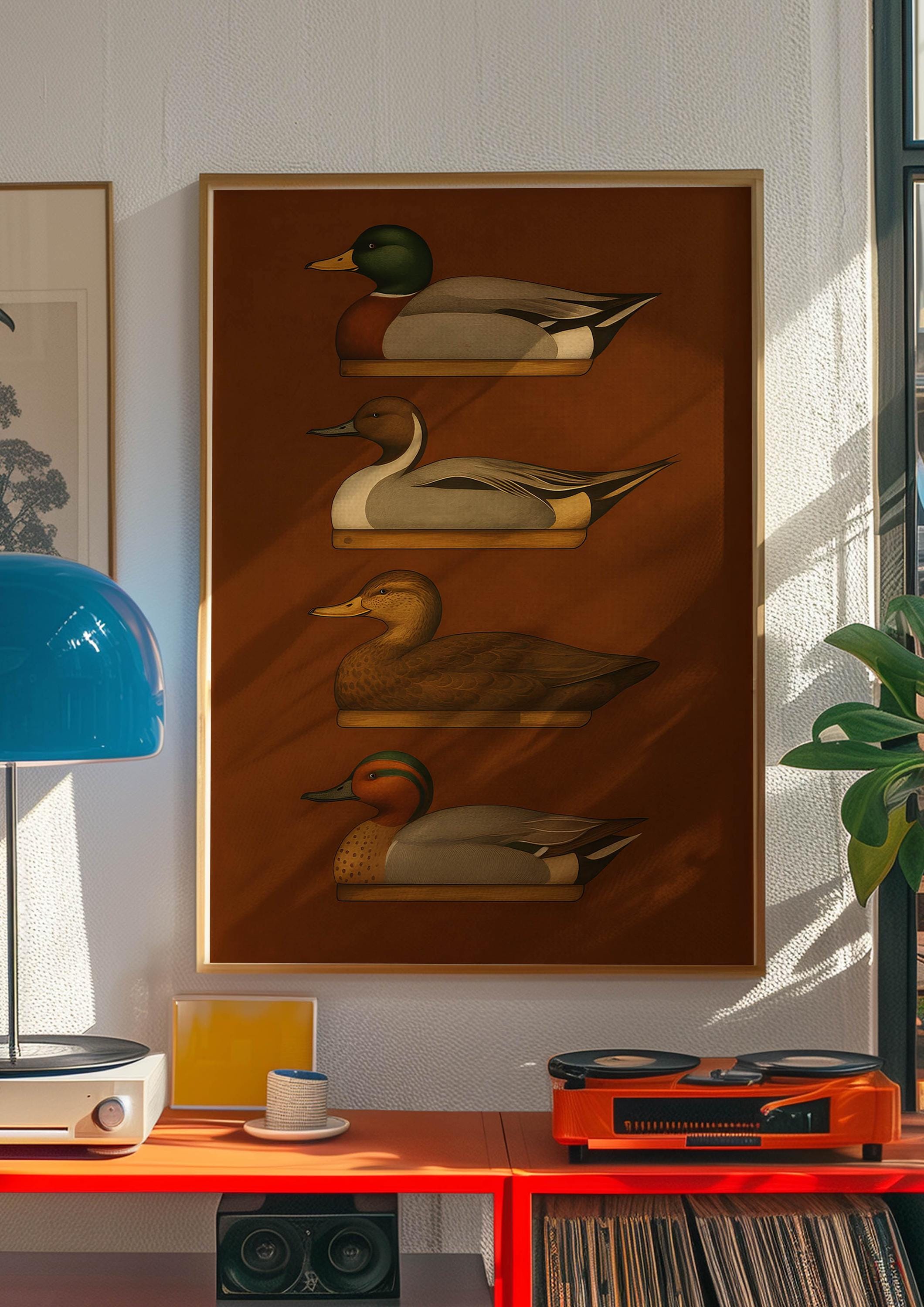 Vintage Duck Decoy Poster – Retro Waterfowl Wall Art for Cabin, Office ...