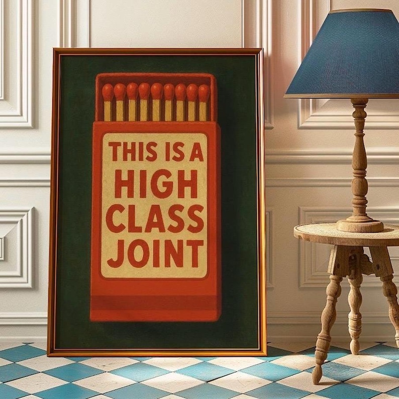 High Class Joint Poster – Vintage Matchbox Art Print, Retro Typography ...