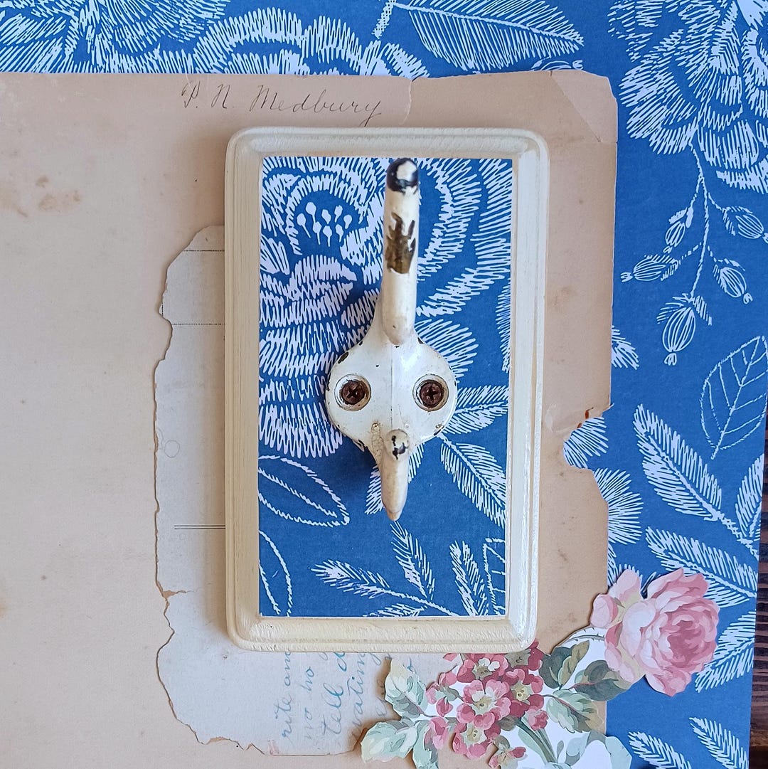 Decorative Blue Floral Wall Hook, Romantic Cottage Home Decor, Pretty ...