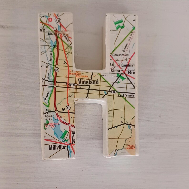 HOME Word Sign, Hand Painted White Paper Mache Letters Decoupaged With ...