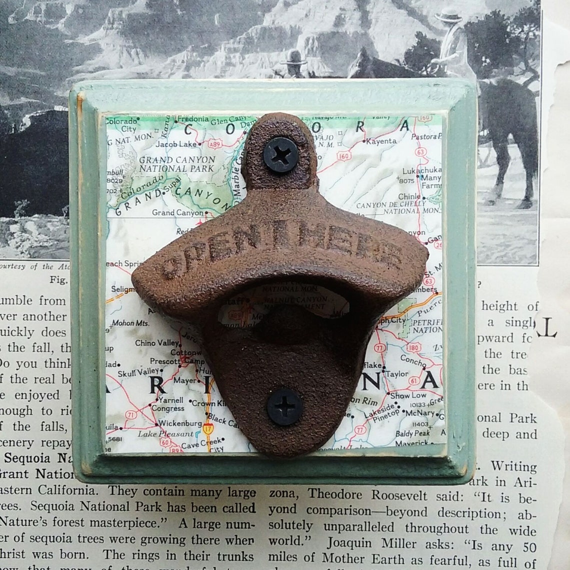 Wall Mount Beer Bottle Opener Made From a Vintage Map of the Grand ...