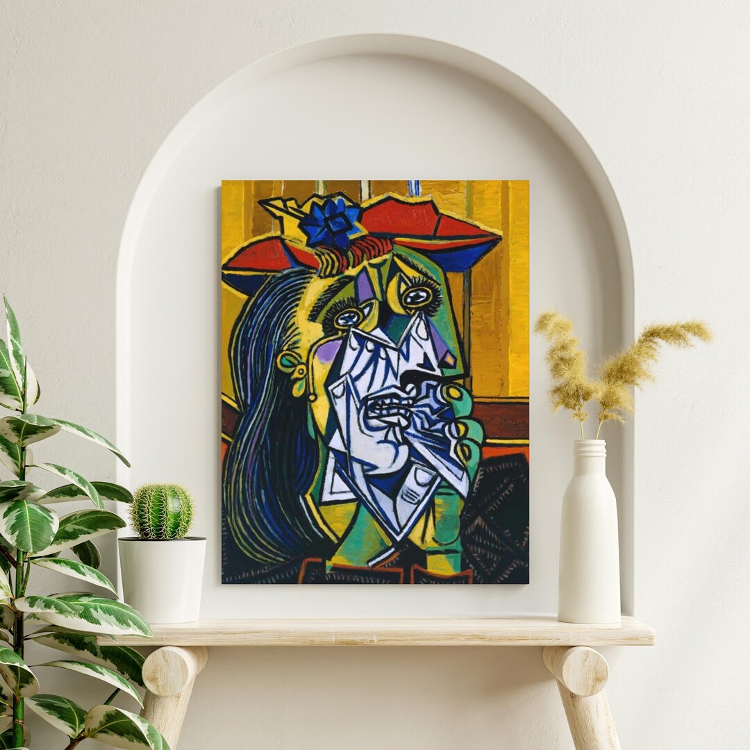 Weeping Woman Canvas Wall Art, Picasso Inspired Abstract Portrait ...