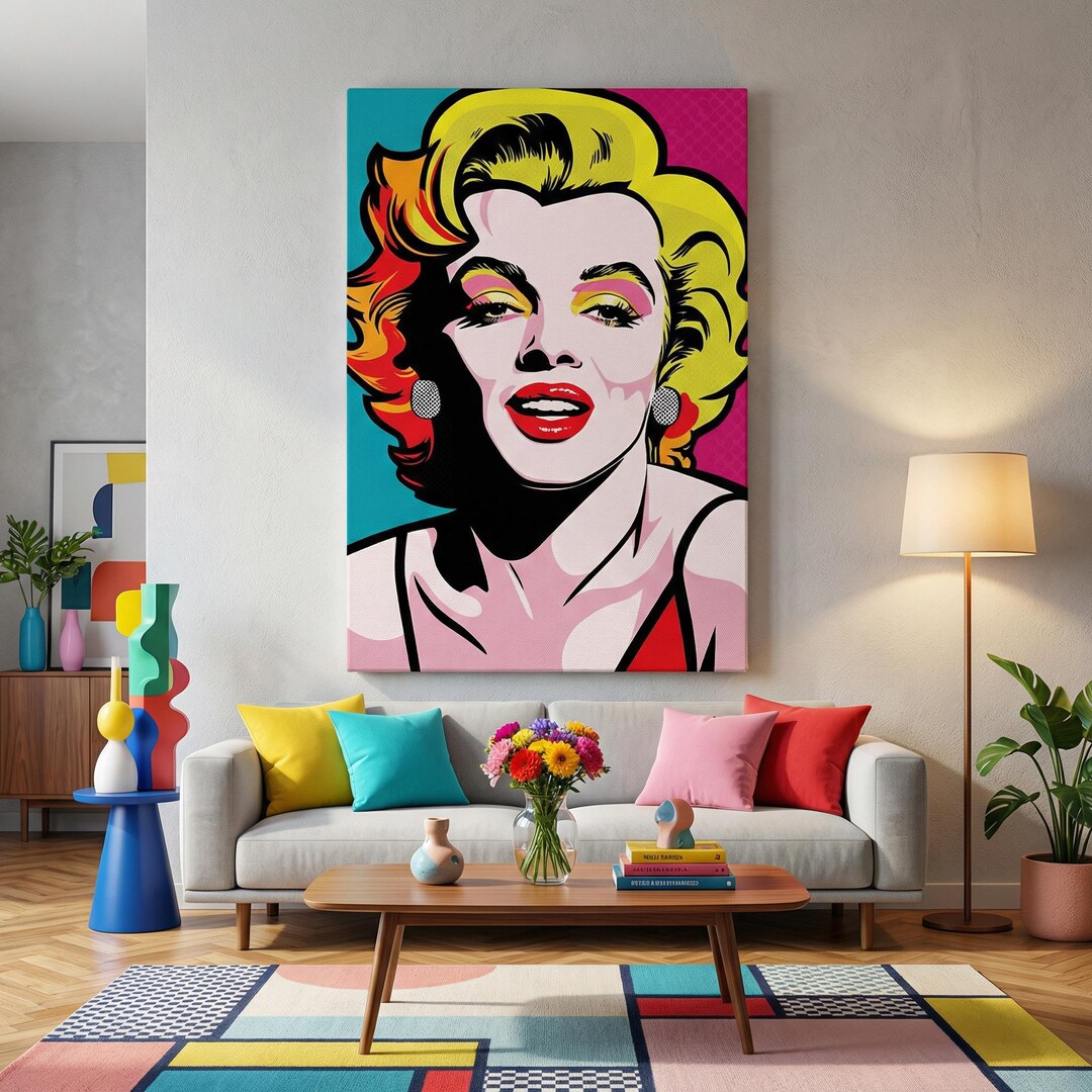Marilyn Monroe Pop Art Print, Retro Hollywood Portrait, Colorful Modern ...