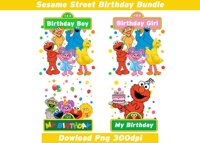Sesame Street Birthday Png Bundle, Birthday Girl Png, Birthday Boy Png ...