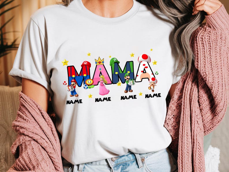 Custom Super Mario Mama Png, Mario Png, Mario Mom Png, Family Vacation ...